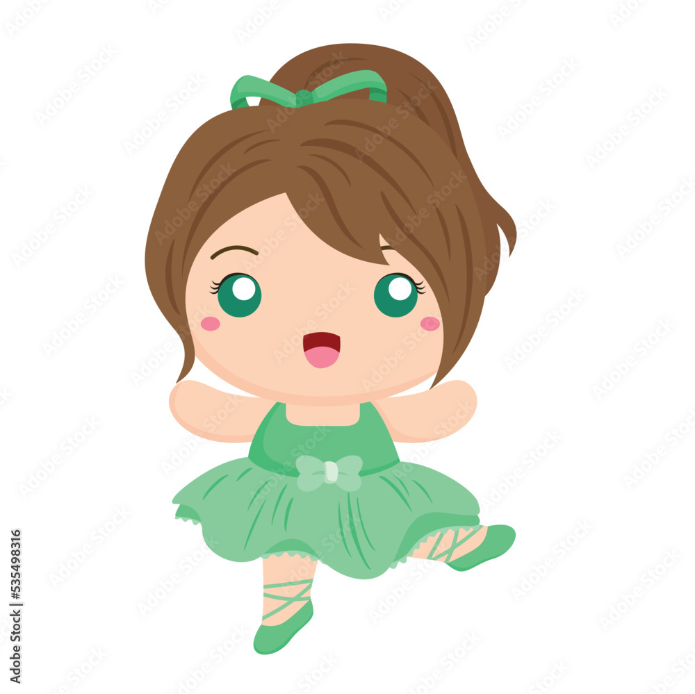 Cute Little Girl Ballerina Ballet Illustration Vector Clipart Stock ...