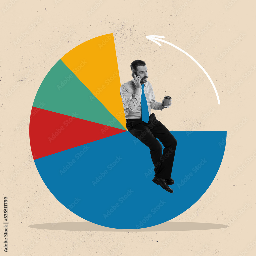 Concept of business marketing. Contemporary art collage about cost ...