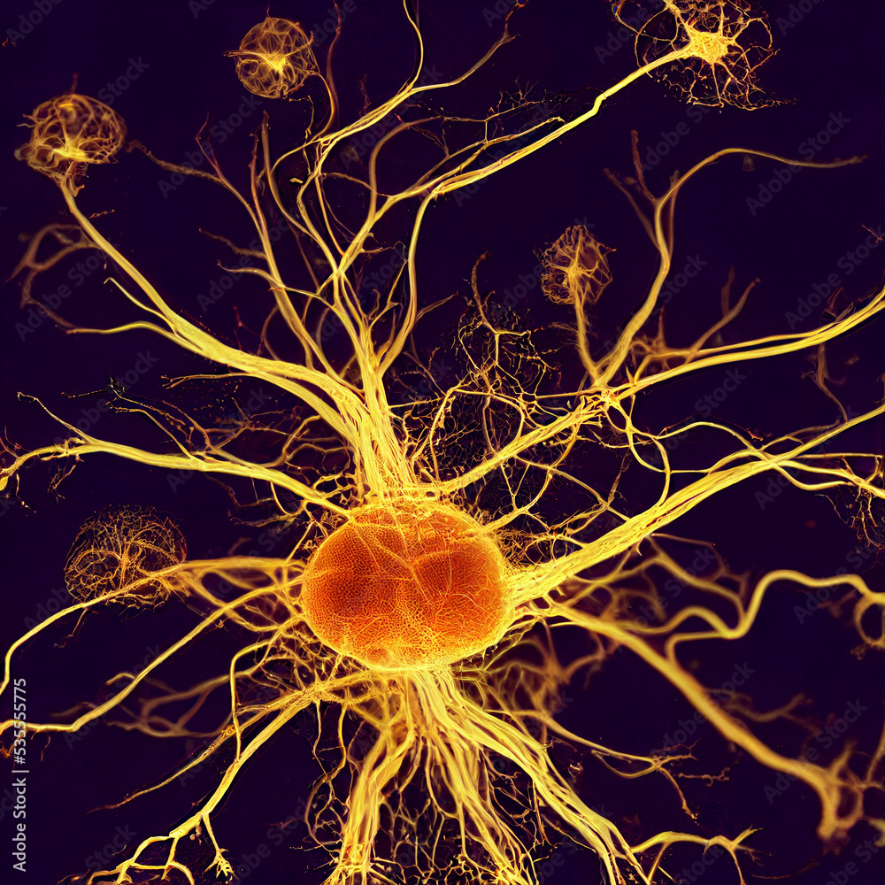 Neural Network, Brain Synapses Growing With Tree Like Branches Building ...