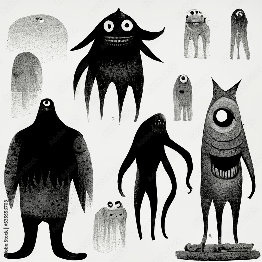 Creepy Scetches Of Cartoon Monsters