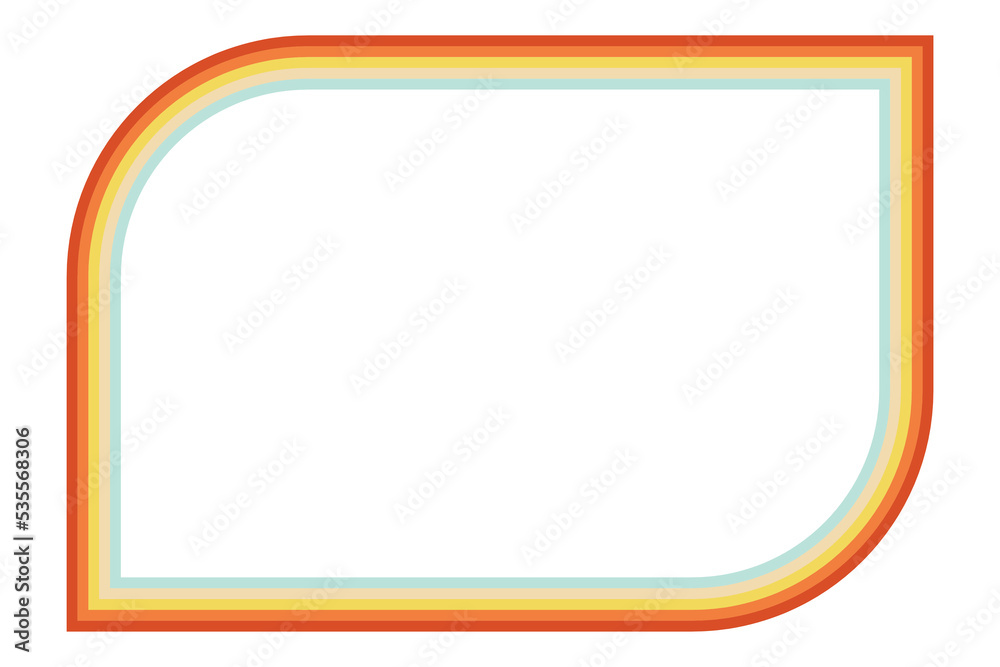 70s style retro colors frame template. Stripes decorative border. Lines ...