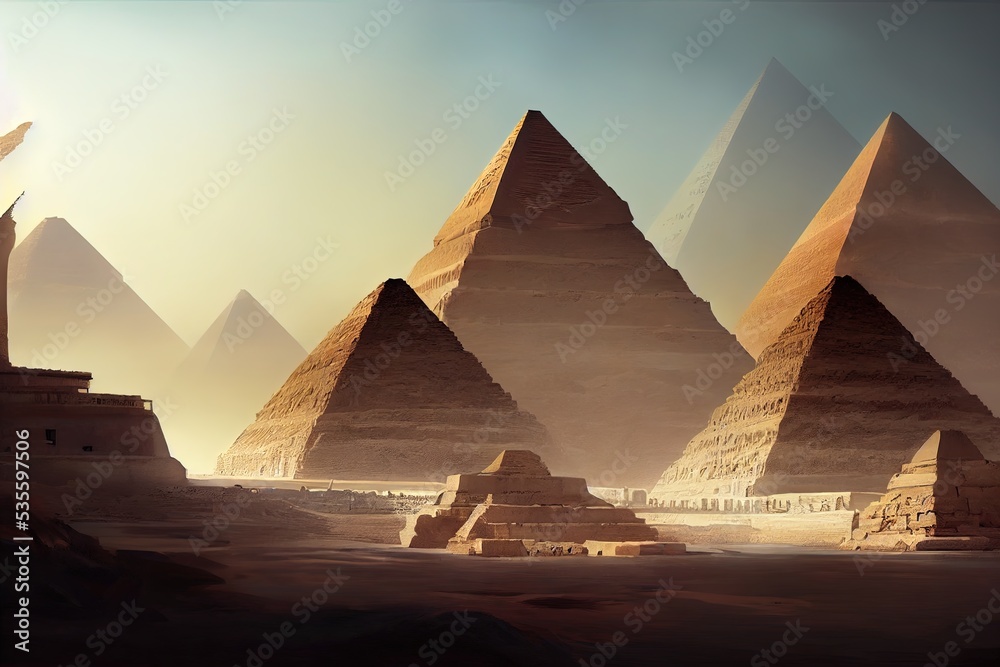 Ancient Egypt Pyramids - Digital Art, 3D Render, Concept Art Stock ...