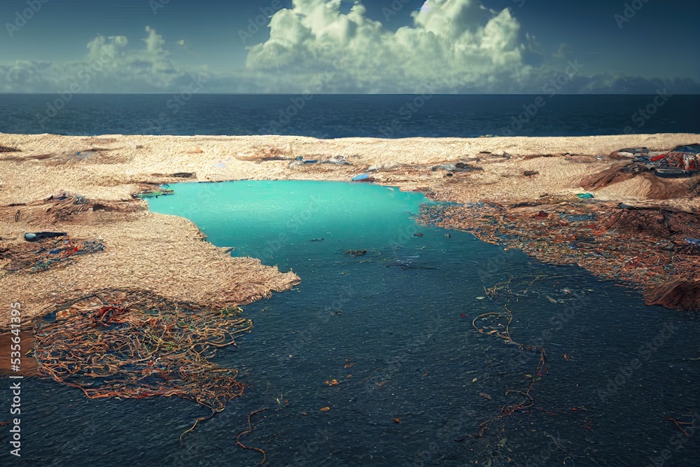 Stock-Illustration „Aerial view of Plastic Island or Great Pacific ...