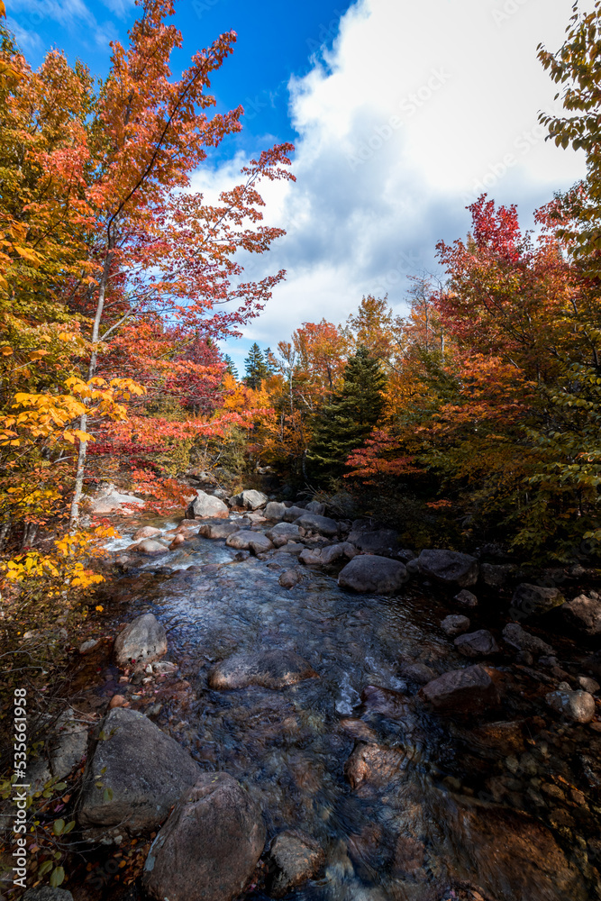 Roaring Brook in Baxter State Park, Maine, with stunning early Fall ...
