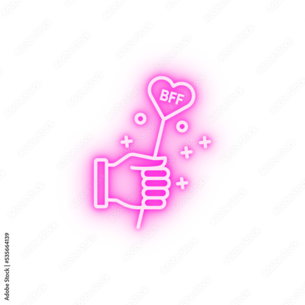 Hand bff friend balloon neon icon Stock Illustration | Adobe Stock