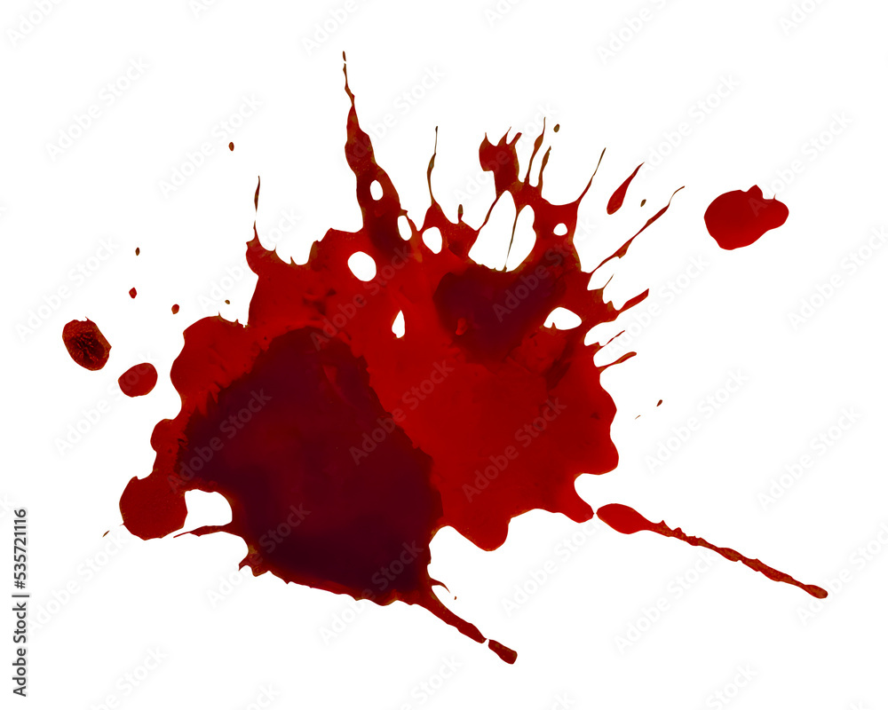 Isolated puddle of blood, a dense red liquid isolated on a white ...