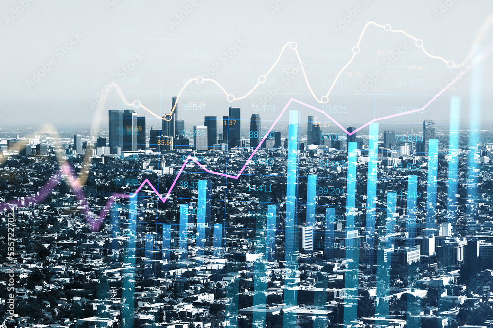 Growth property price and real estate concept with digital graphic ...