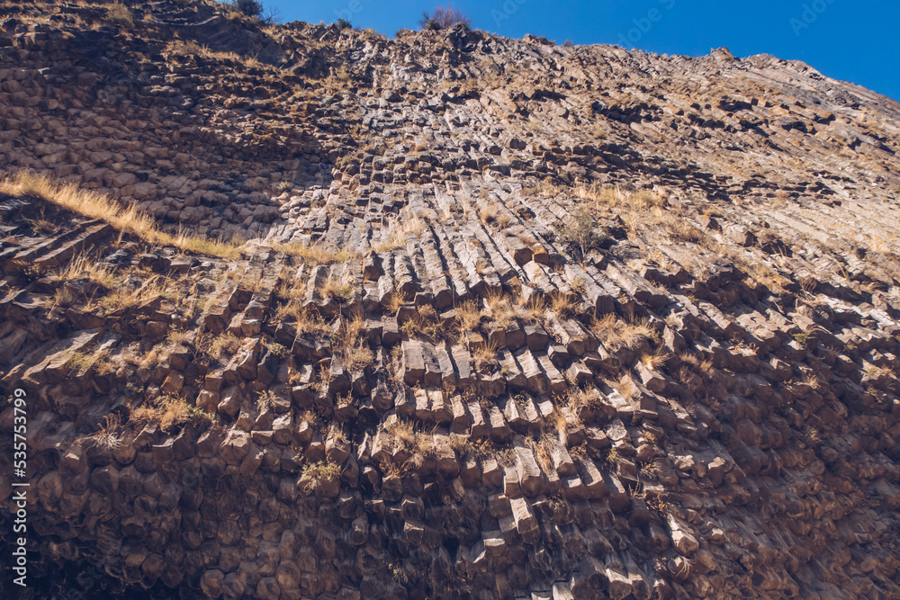 Basalt columns in Armenia. Symphony of Stones tourist attraction in ...