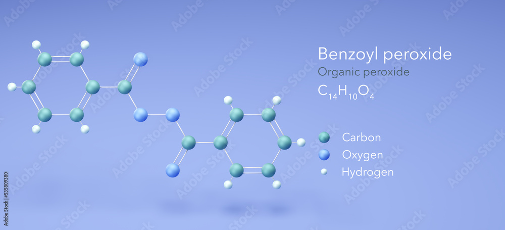 benzoyl peroxide, molecular structures, Organic peroxide, 3d model ...