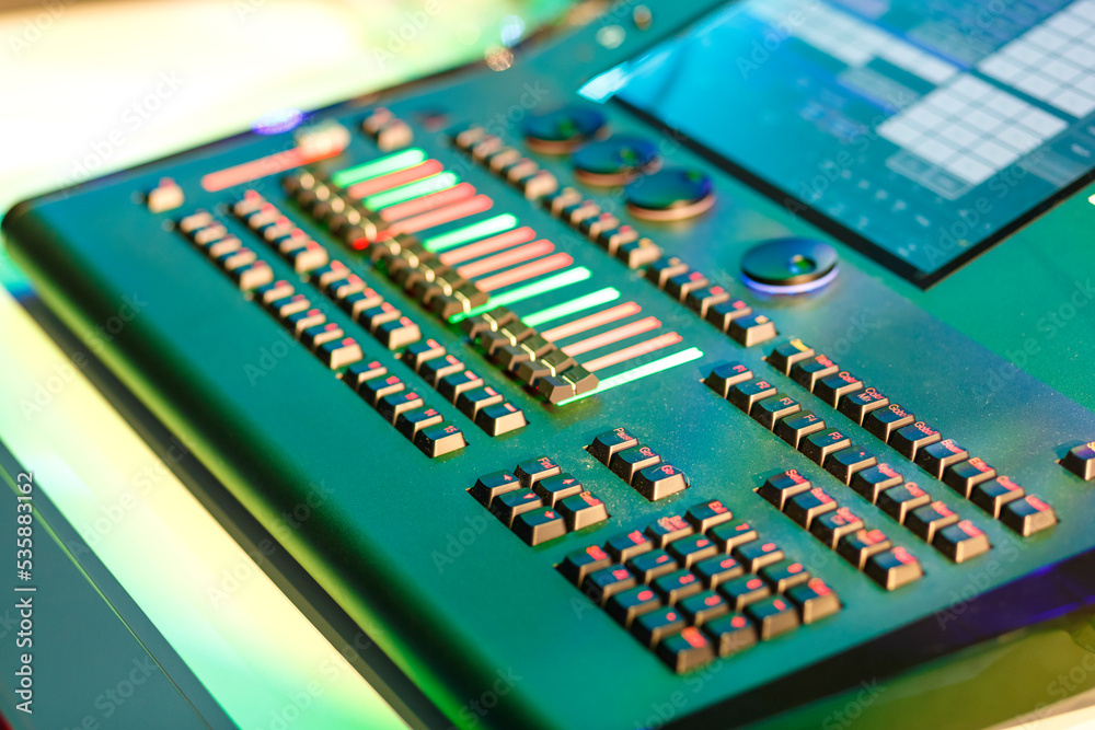 The stage light control panel is a professional sample with keys. Stock ...
