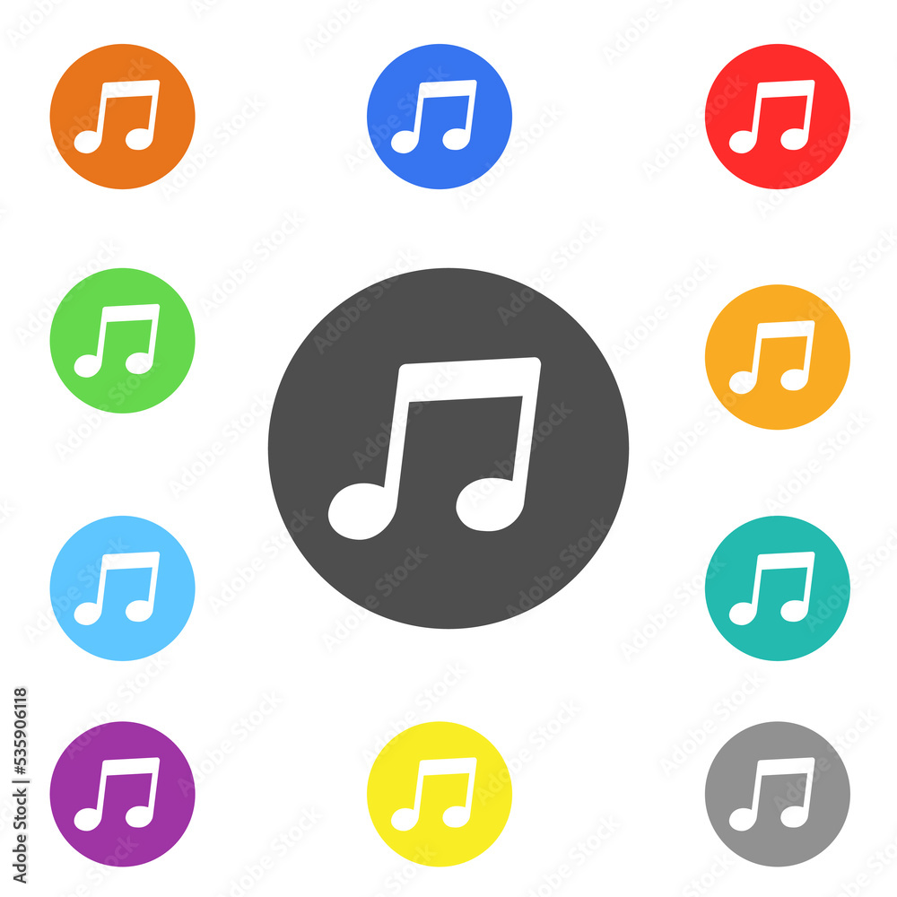 Vector de Stock colores music notes. Music melody . Note symbol for web ...
