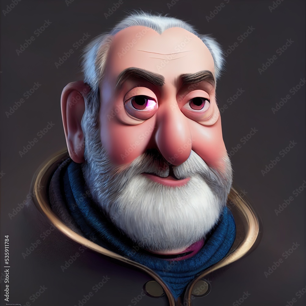 Steam era old inventor traditional vintage portrait. Animated movie ...