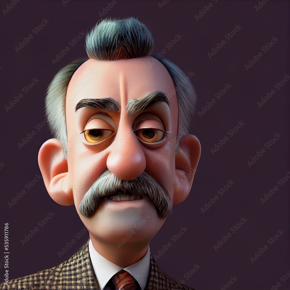 Stock-Illustration „Steam era old inventor traditional vintage portrait ...