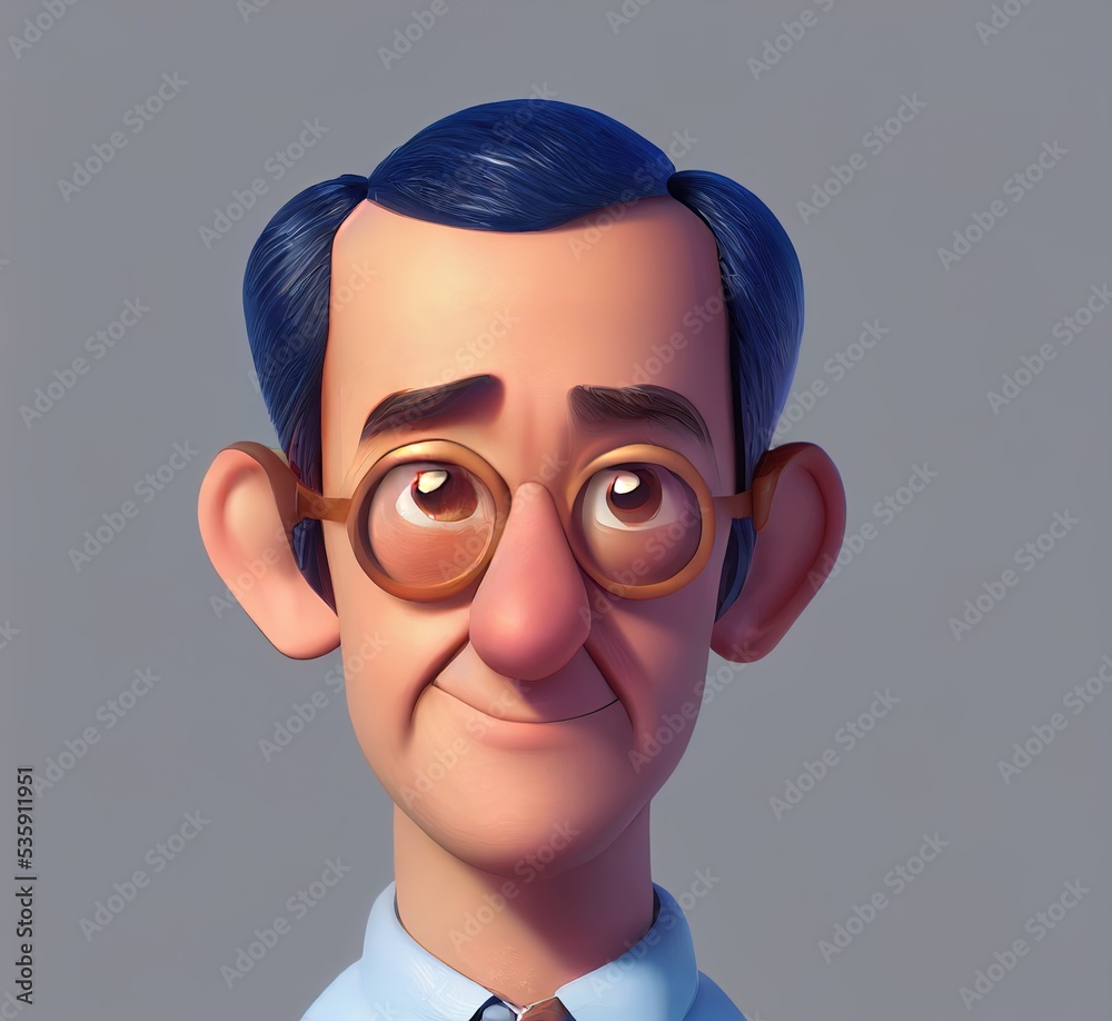 Experienced middle age airplane pilot portrait. Animated movie ...
