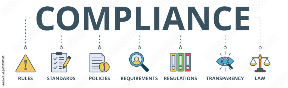 Compliance banner web icon vector illustration concept with icon of ...