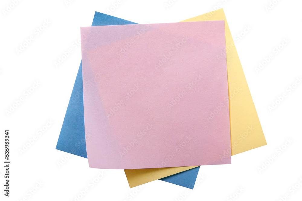 Various colors sticky post it note stack on top pink isolated ...