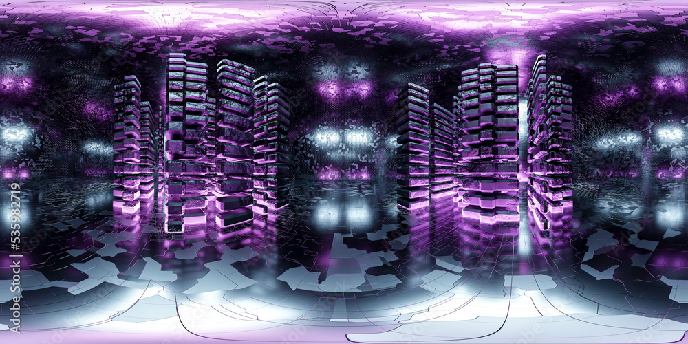 360 degree full panorama environment map of abstract dark futuristic ...