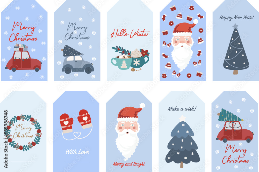 Christmas tags. Printable Gift tags with Merry Christmas Stock Vector ...