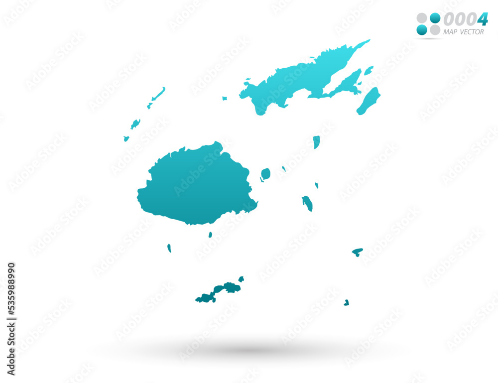 Vector blue gradient of Fiji map on white background. Organized in ...