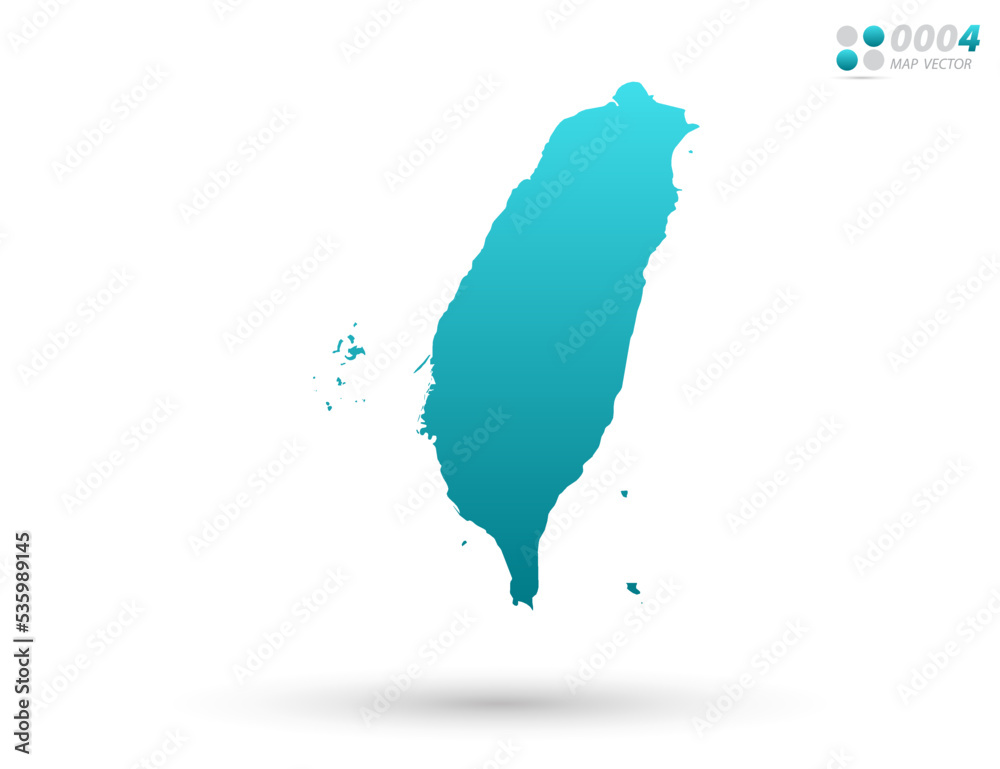 Vector blue gradient of Taiwan map on white background. Organized in ...