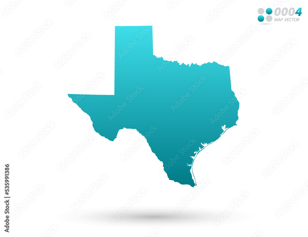 Vector blue gradient of Texas map on white background. Organized in ...