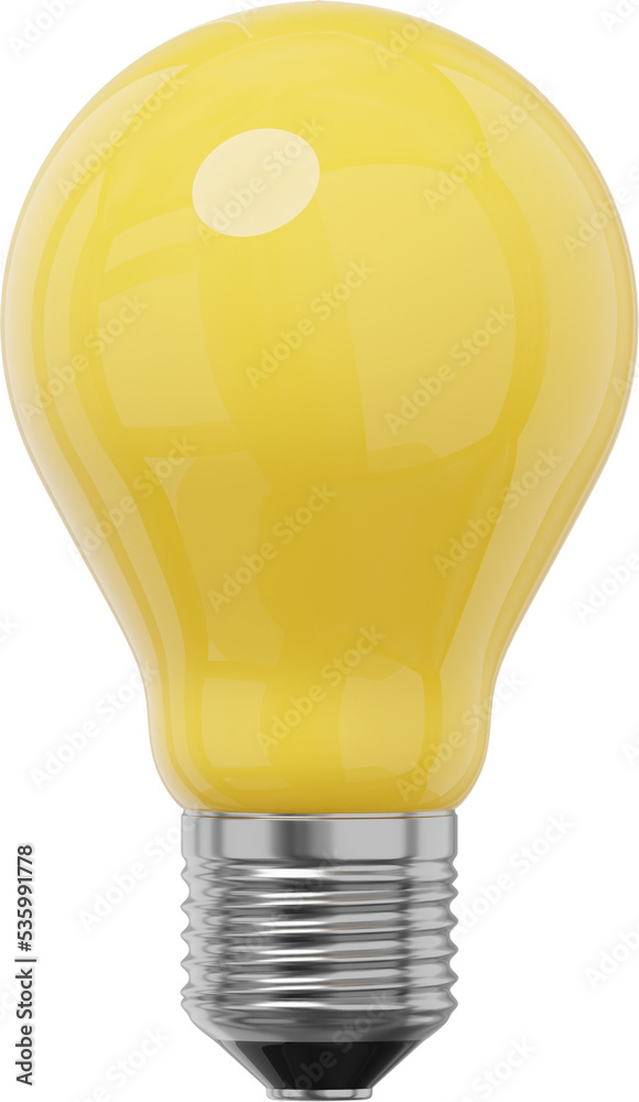 Realistic yellow light bulb. 3D rendering. PNG Icon on transparent ...