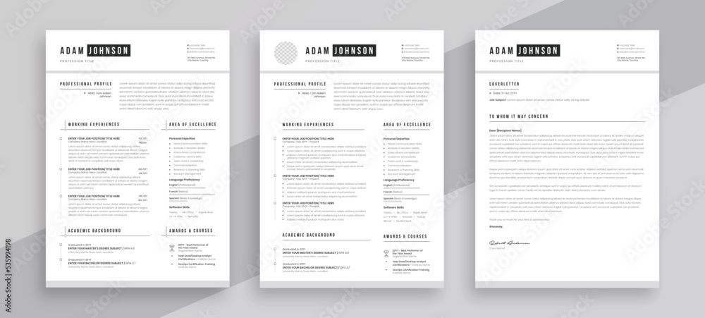 Clean Resume CV Template Stock Vector | Adobe Stock