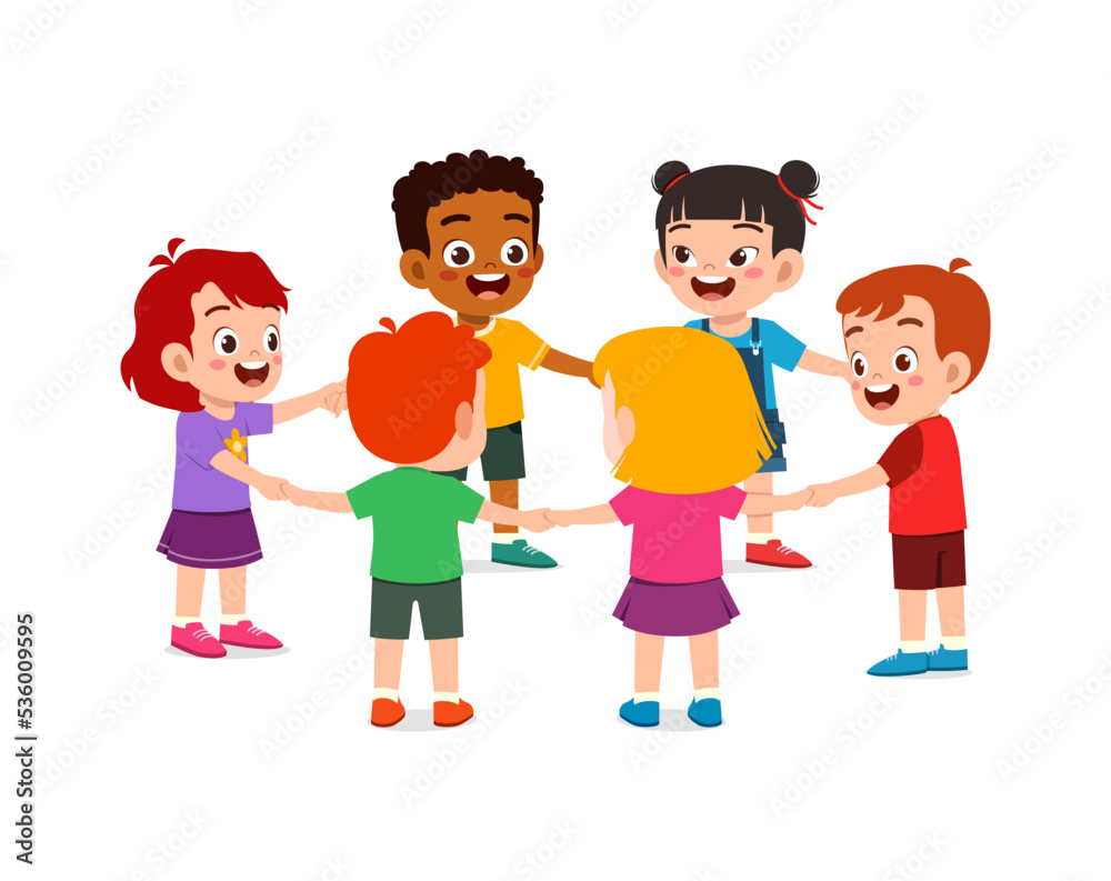 little kid holding hand and make circle formation together Stock Vector ...