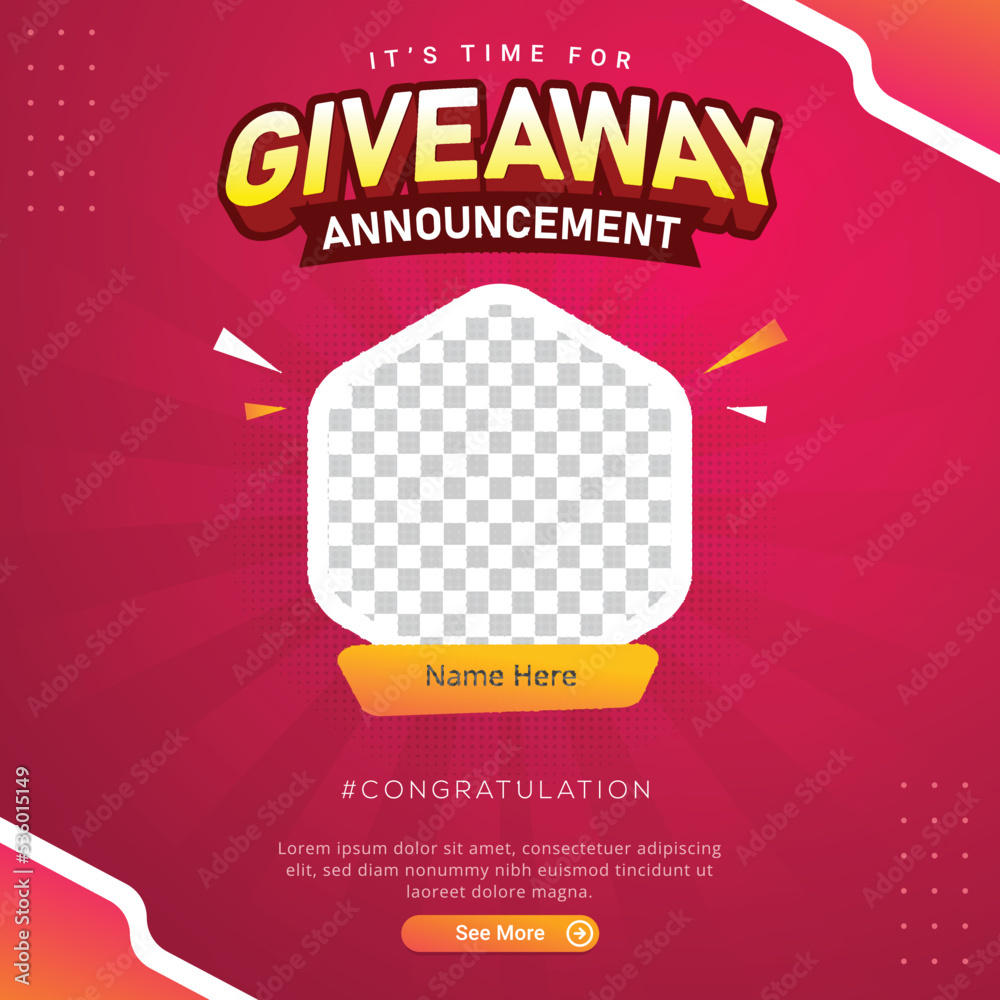 Giveaway winner banner congratulation greeting for social media post ...