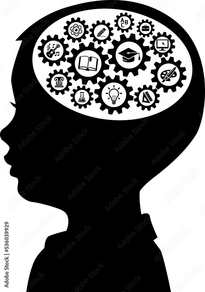 silhouette children thinking icons Stock Vector | Adobe Stock