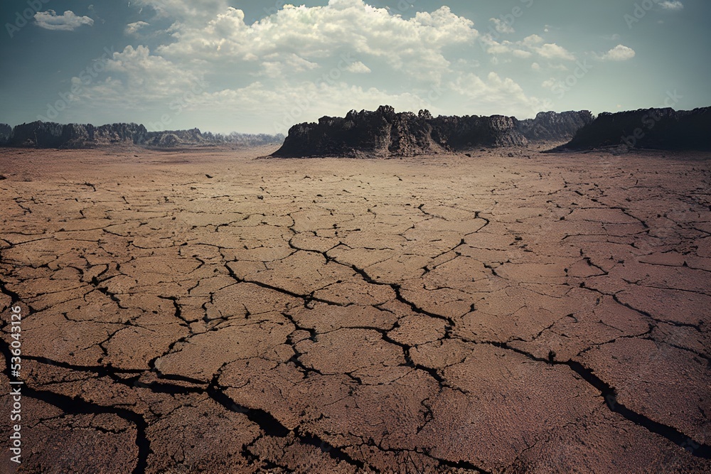 Parched Earth. Dry and cracked. Drought and desertification. An ...
