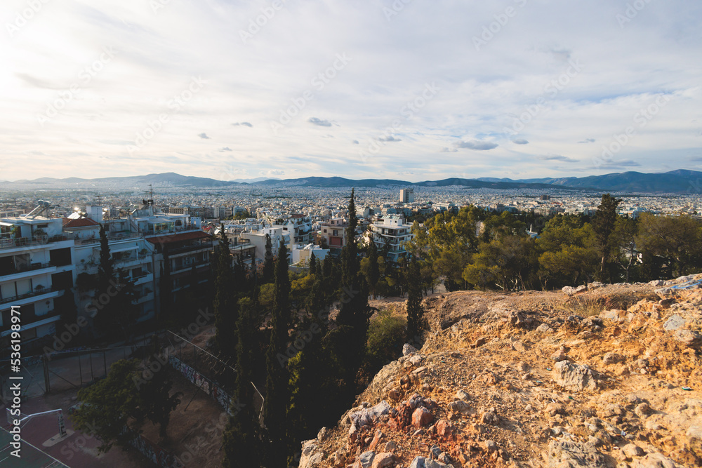 Athens, Attica, beautiful super-wide angle view of Athens, Greece, with ...