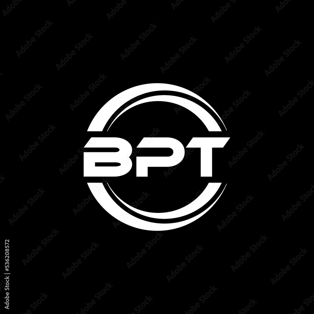BPT letter logo design with black background in illustrator, vector ...