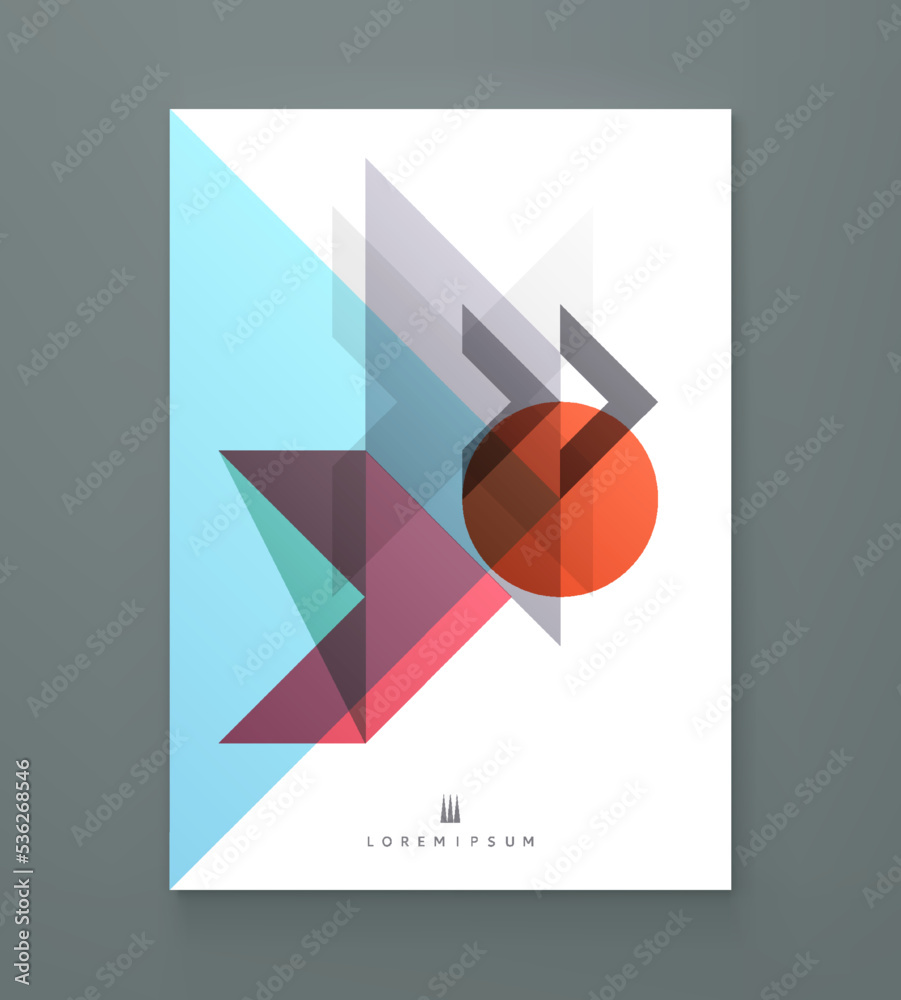 Art composition of flat colorful vector shapes. Abstract transparency ...