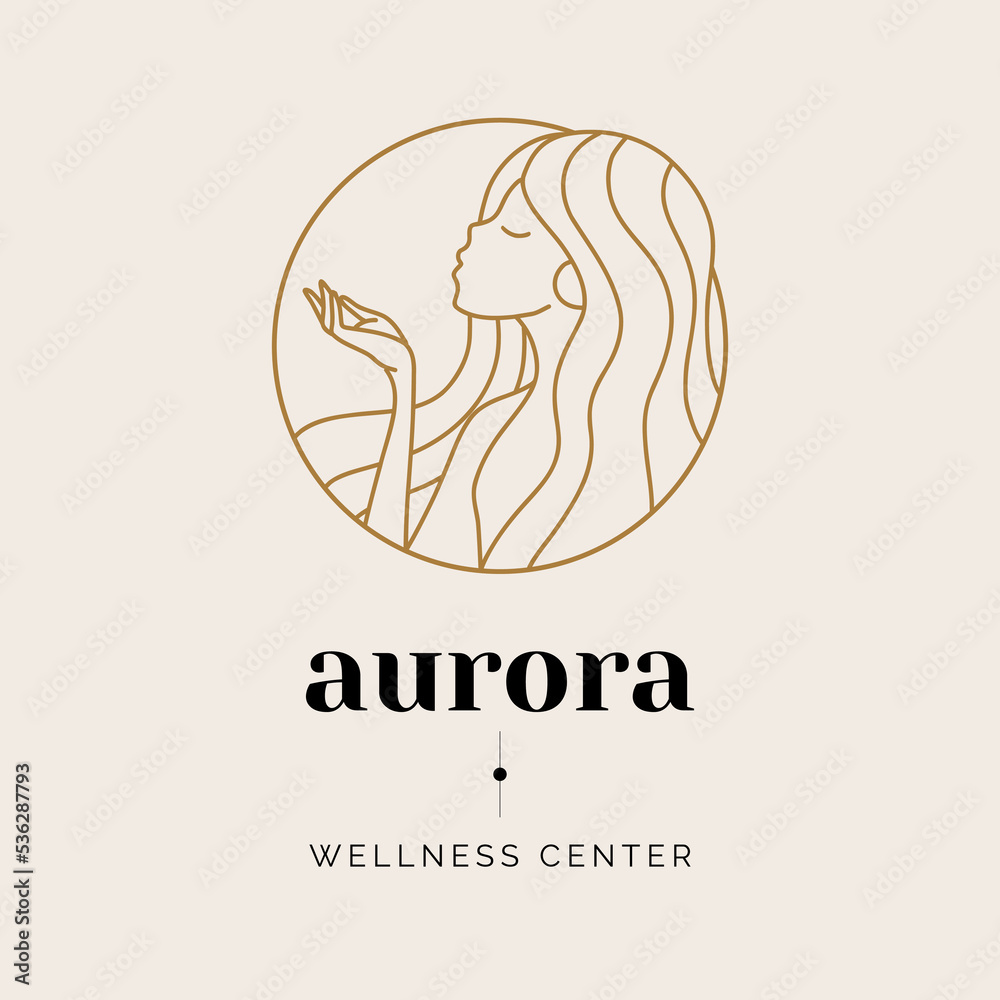 Beautiful female figure, modern feminine art. Esoteric Logo and brand ...