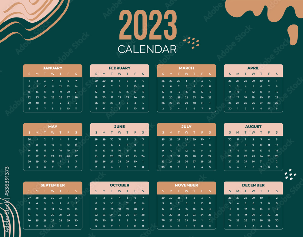 2023 calendar year , vector illustration, Annual calendar 2023 template ...