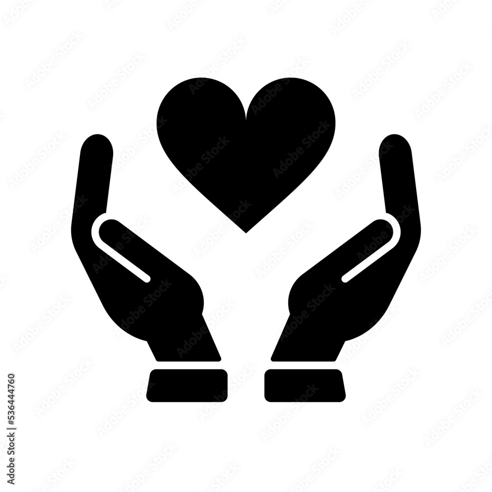 Icono de mano sosteniendo el corazón. Símbolo de cuidado, amor. Ilustración vectorial Stock ...