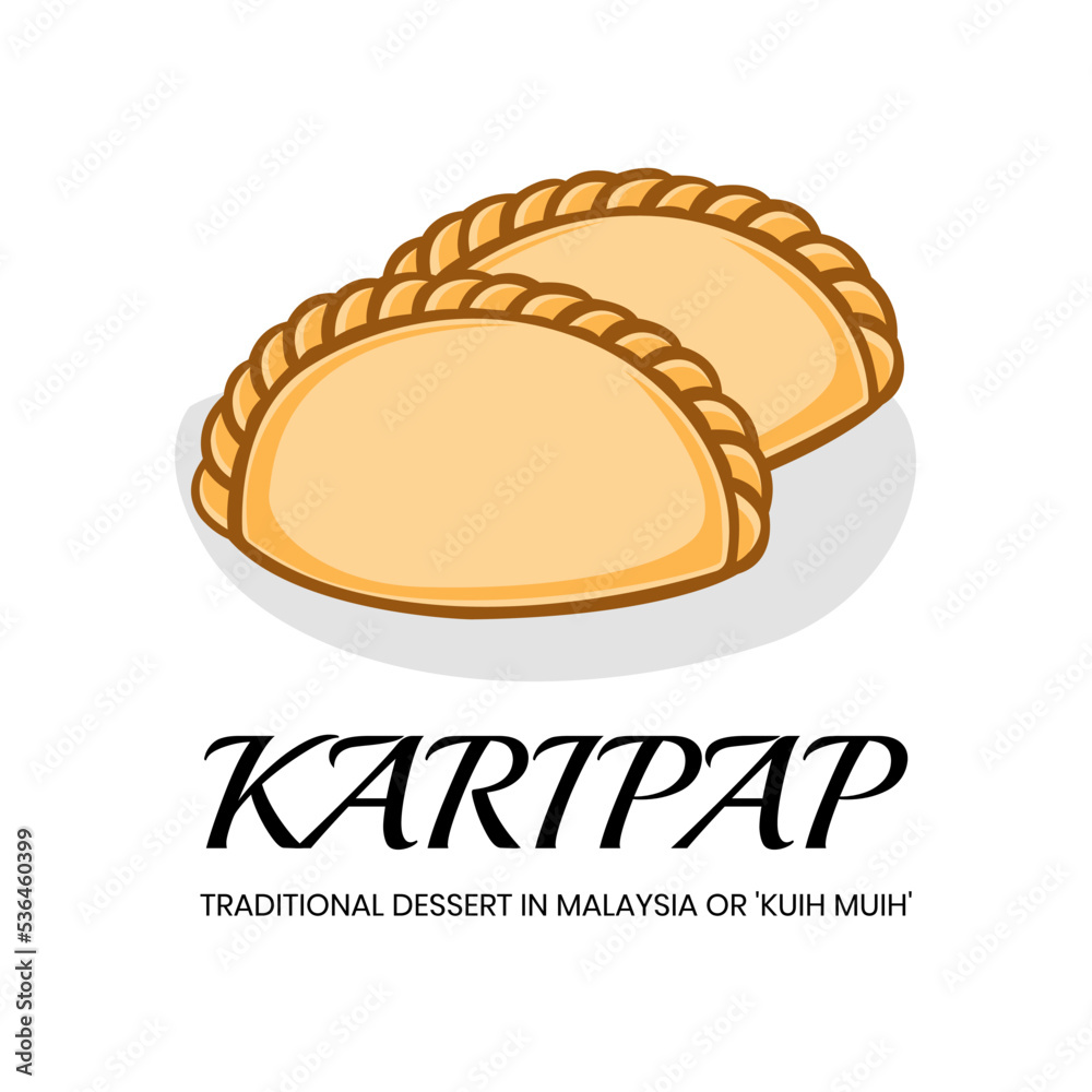 Vector illustration Curry puff or 'Kuih Karipap'. Popular Snack or ...