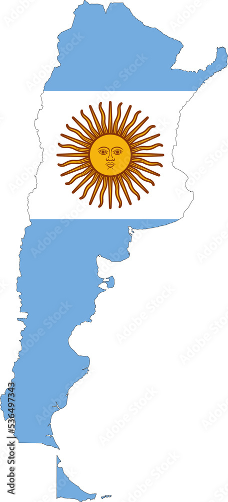 Argentina Map Flag. Argentine Border Boundary Country Shape Nation ...