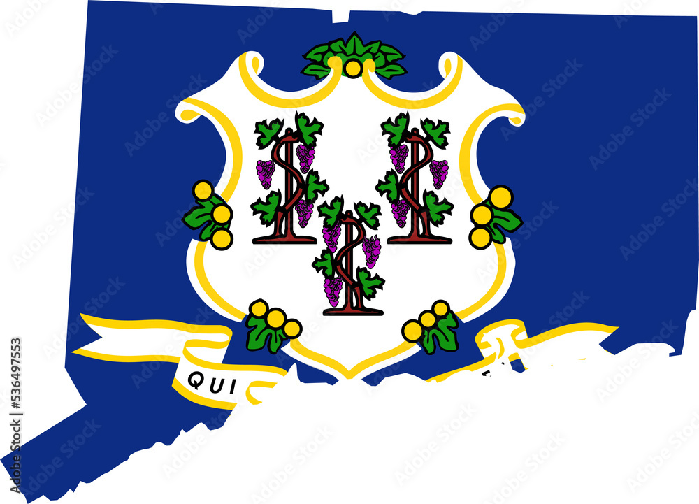 Connecticut USA Map Flag. CT US Outline Boundary Border Shape State ...