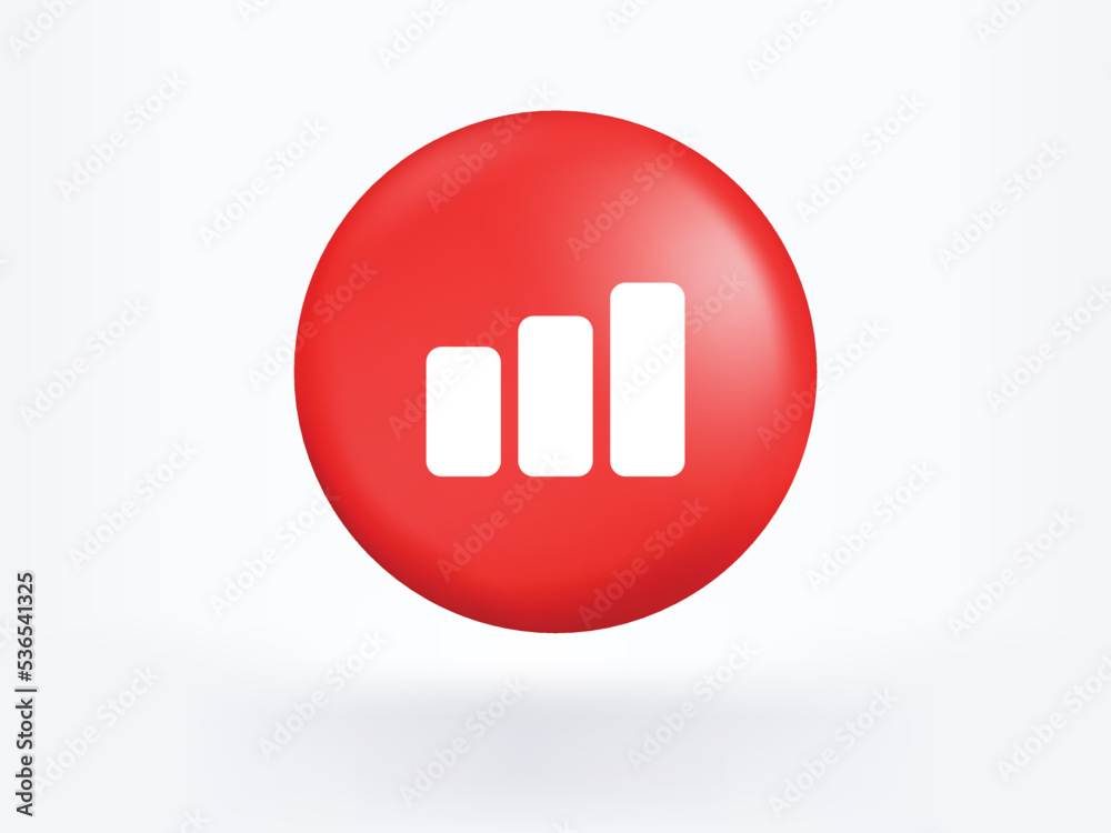 Red stock chart 3d icon isolated on white background business finance ...