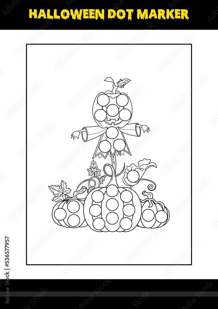 Halloween dot marker coloring page for kids. Line art coloring page ...