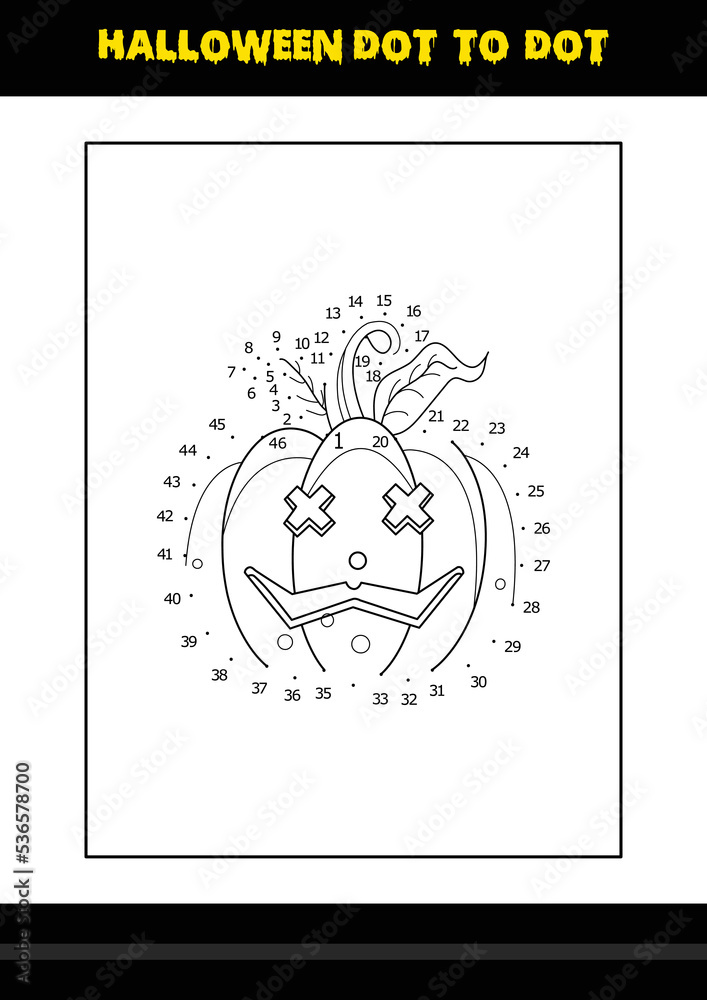 Halloween dot to dot coloring page for kids. Line art coloring page ...