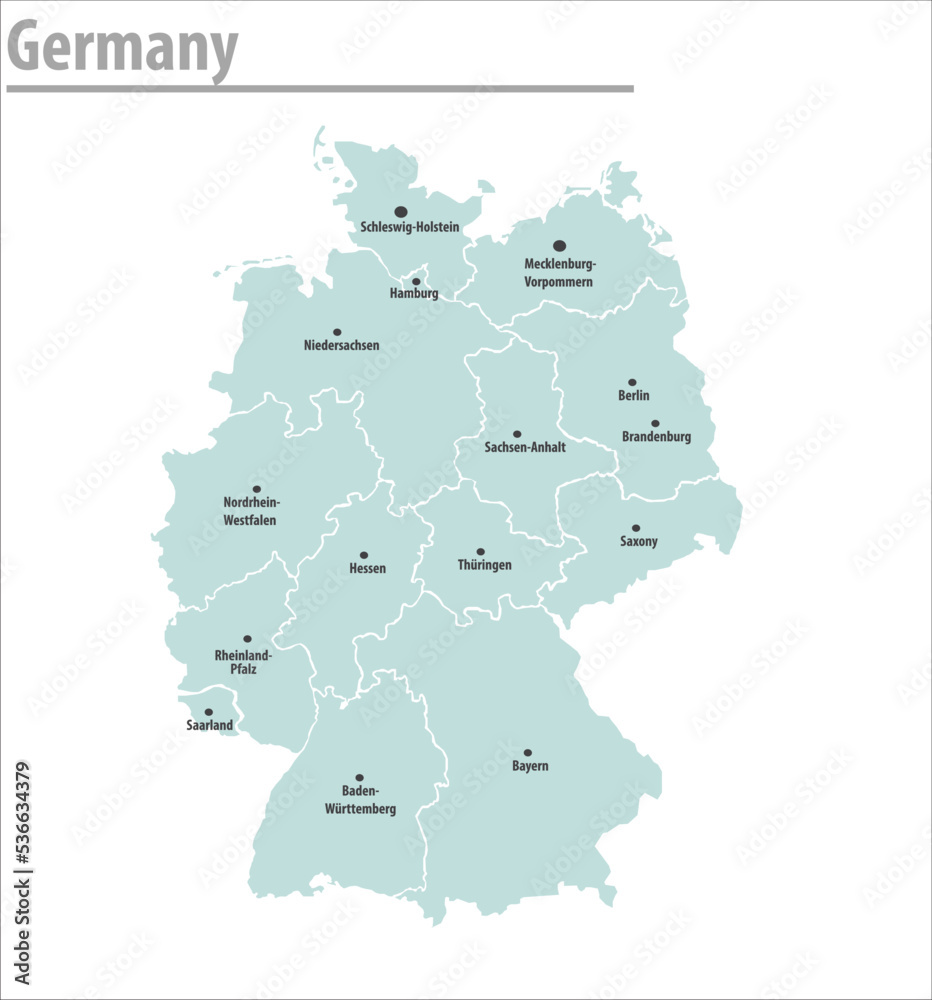 Germany map. illustration vector detailed Germany map with all state ...