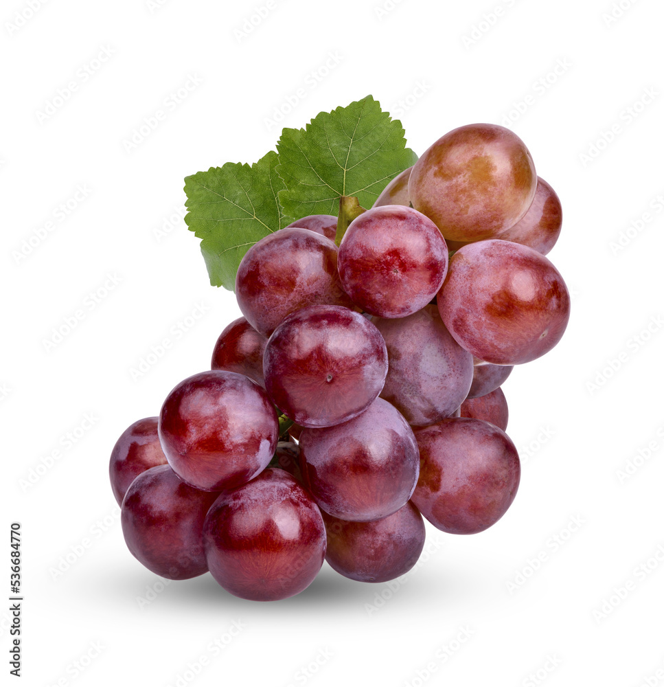 Fresh red grape with leaves isolated on transparent background. (.PNG ...
