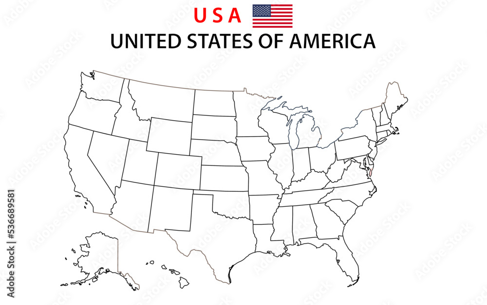 USA Map. Political map of the United States of America. US Map with ...