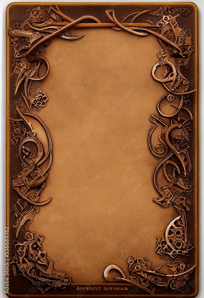 Fantasy card frame with wooden border template design Stock ...