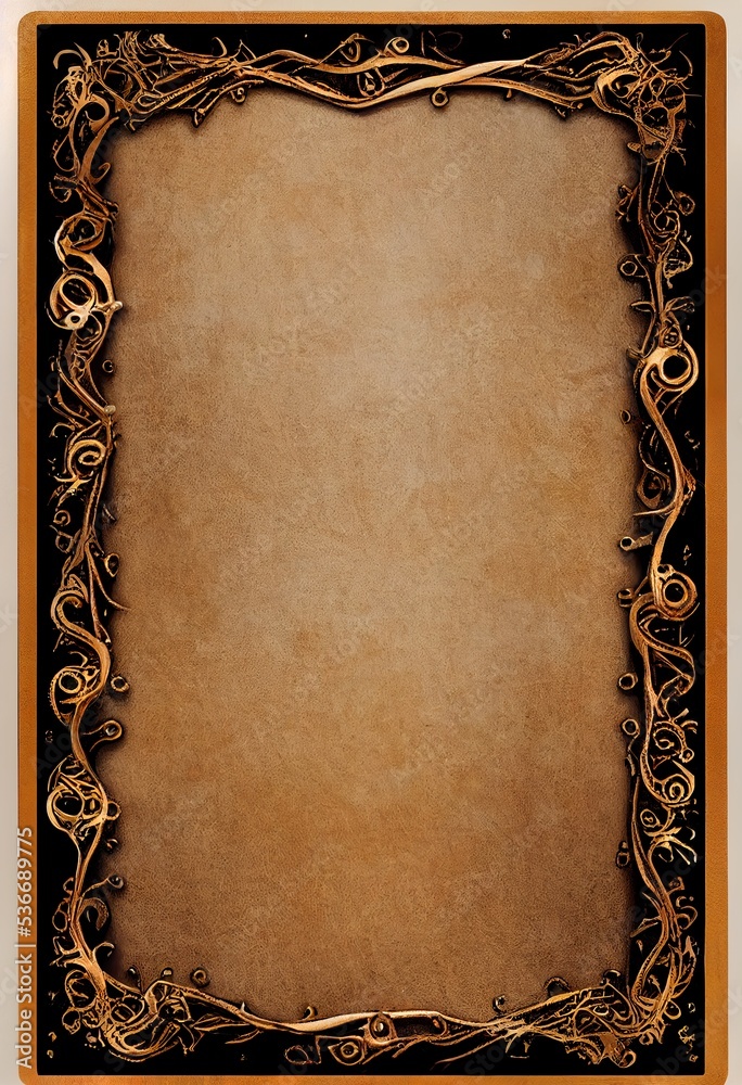 Fantasy card frame and old paper template design Stock Illustration ...