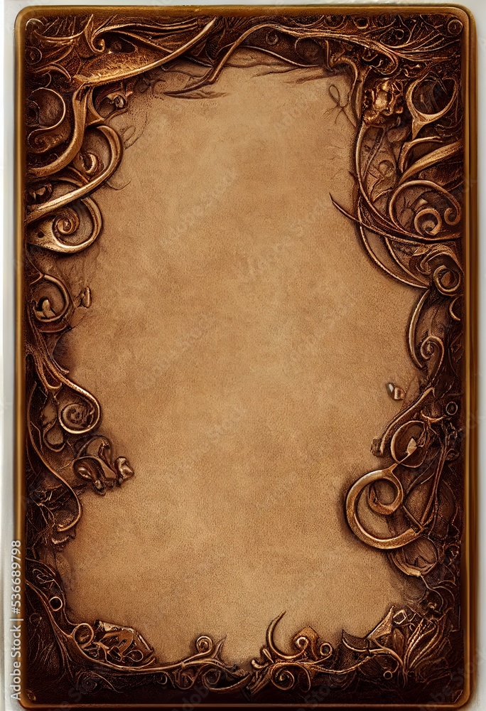 Dark Fantasy card frame papyrus texture template design Stock ...