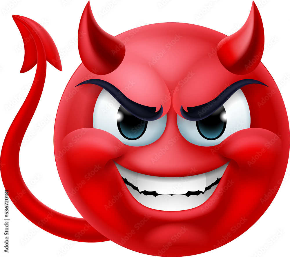 Ilustración de Stock Devil Emoji Emoticon Man Face Cartoon Icon Mascot | Adobe Stock